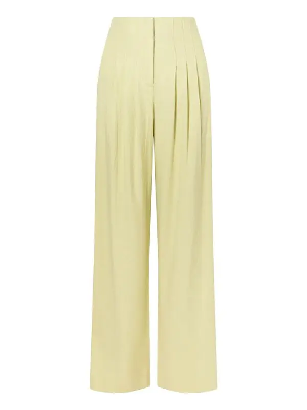 Veronica Beard Hoyt Linen-blend Twill Wide-leg Pants - Green