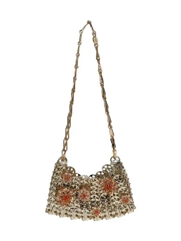 Rabanne 1969 Nano Bag With Crystal Flowers - Gold