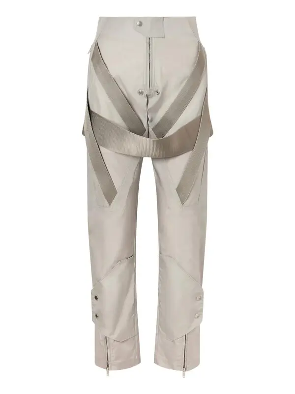 Rick Owens Megastrapped Motopants Belted Shell Straight-leg Pants - Gray