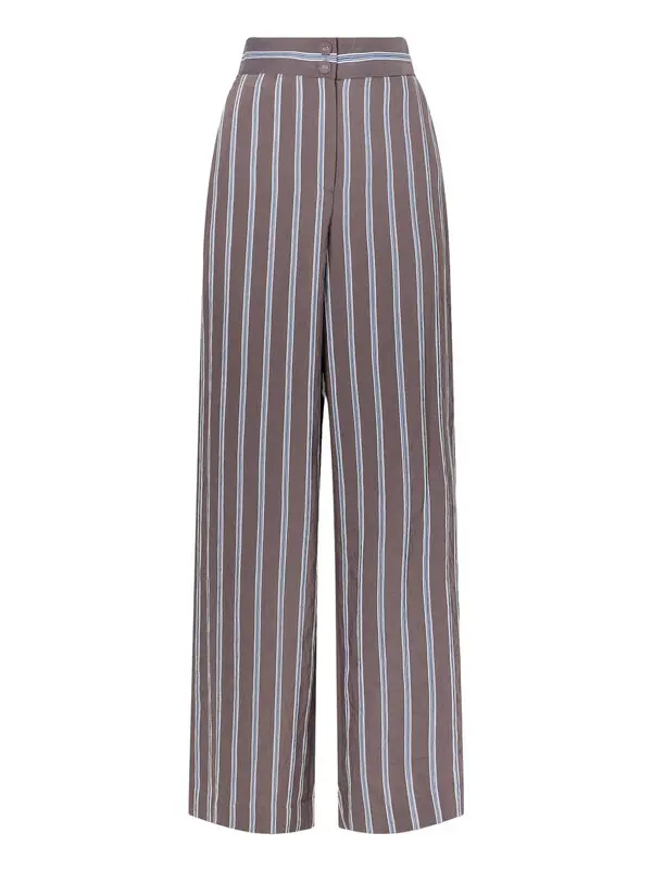 Veronica Beard Striped Wide-leg Pants - Brown