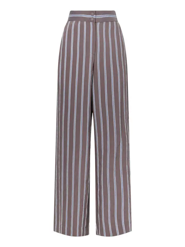 Veronica Beard Striped Wide-leg Pants - Dark Brown
