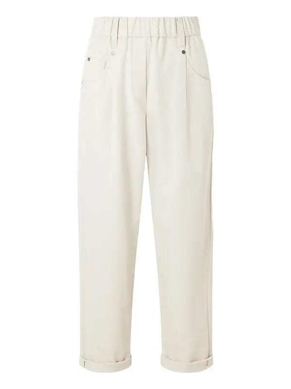 Brunello Cucinelli Tapered Cotton-blend Trousers - Sand