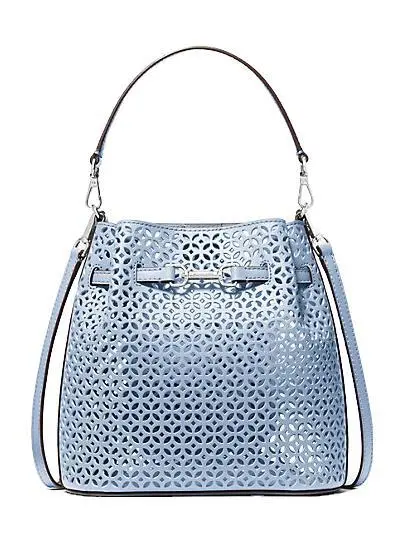 Michael Kors Carson Small Floral Laser Cut Bucket Crossbody Bag - Blue
