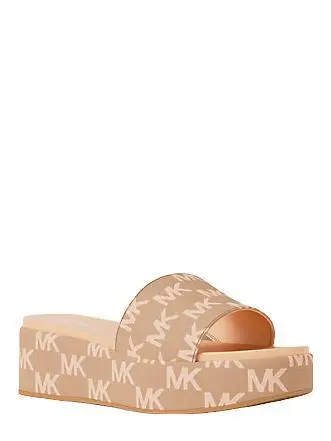 Michael Kors Sadler Logo Jacquard Platform Slide Sandal - Natural