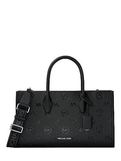 Michael Kors Mirella Medium Logo Debossed Satchel - Black