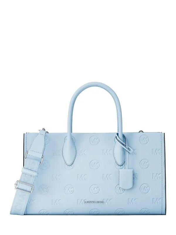 Michael Kors Mirella Medium Logo Debossed Satchel - Blue