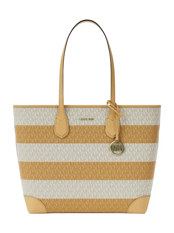 Michael Kors Eva Large Striped Signature Logo Tote Bag - Yellow