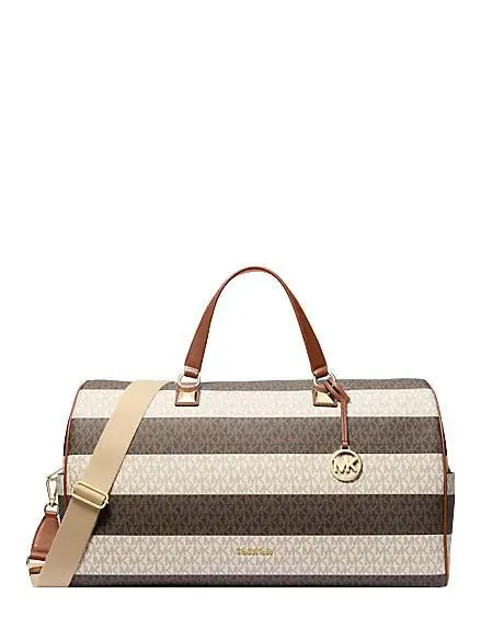 Michael Kors Grayson Extra-large Striped Signature Logo Weekender Bag - Natural