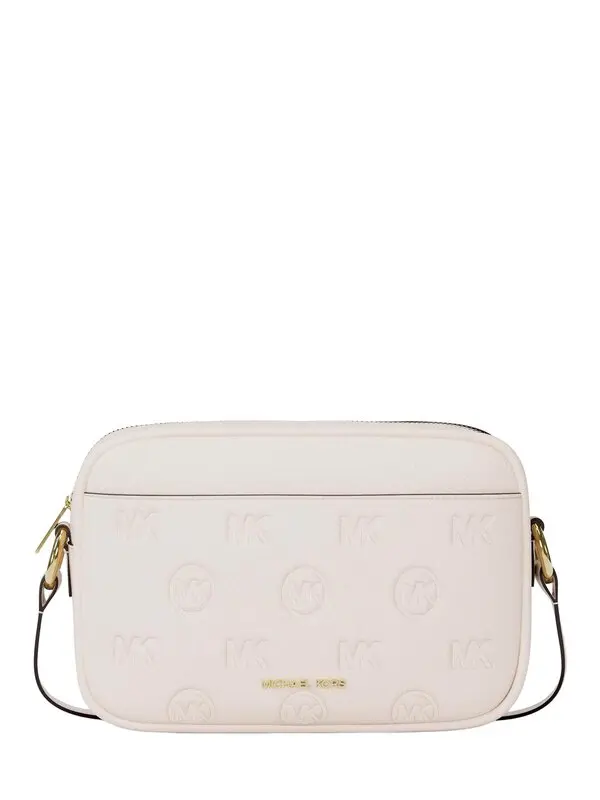 Michael Kors Large Logo Debossed Camera Crossbody Bag - Natural