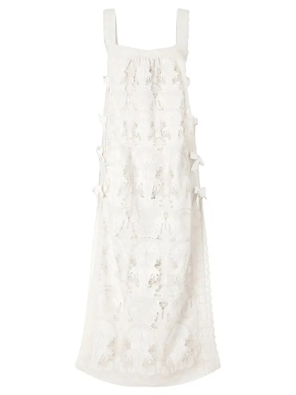 Loretta Caponi Fiocchini Lace-trimmed Maxi Dress - Neutrals