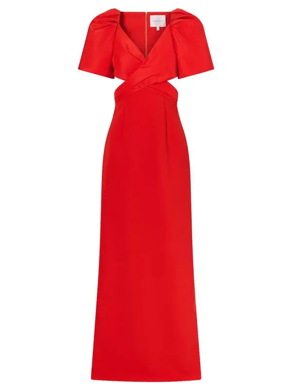 Carolina Herrera Cut-out Silk-faille And Crepe Gown - Red