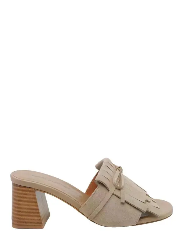 ANGEL ALARCON Fringe Bow Detail Sandals - Neutrals
