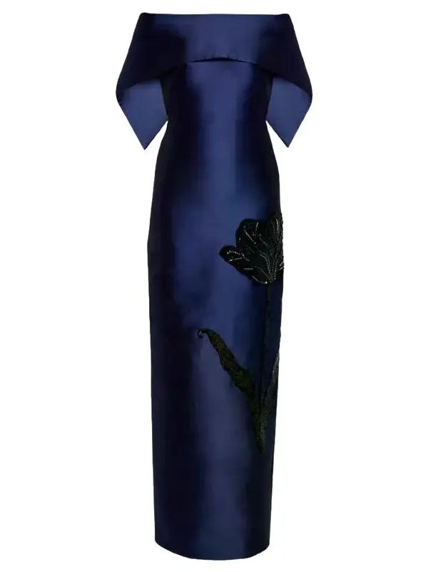 Erdem Floral Embellished Off-the-shoulder Dress - Blue