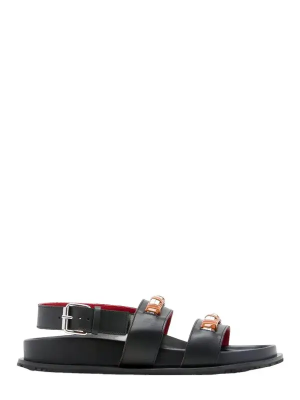 Plan C Buckle-strap Leather Sandals - Black