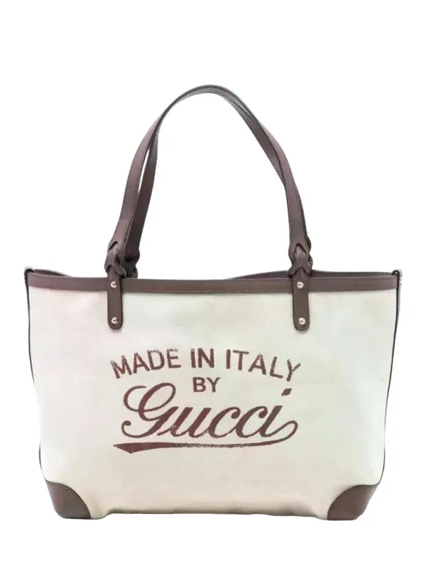 Gucci Canvas Craft Tote Bag - Brown