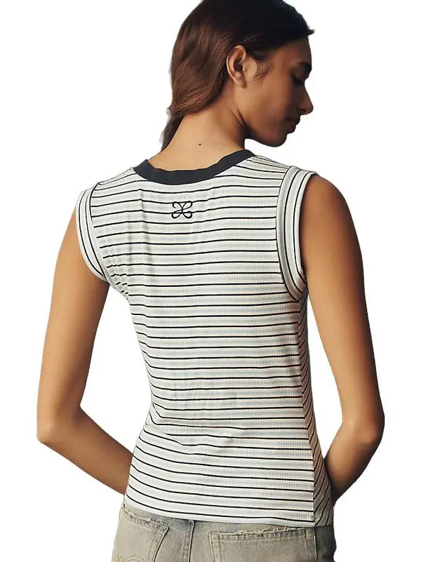 Maeve Crew Muscle Tee - Blue Stripe