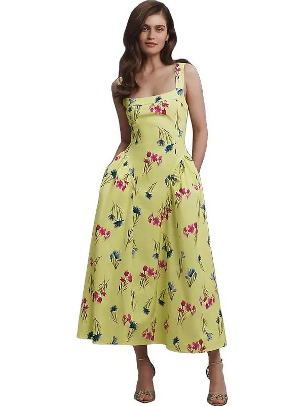 Bhldn Stretch Fit-and-flare Maxi Dress - Yellow