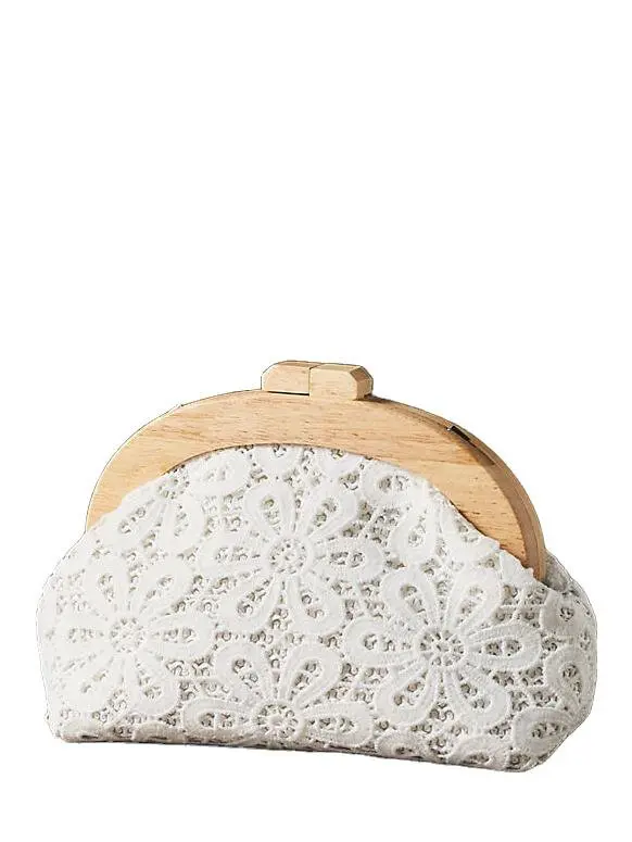 OLGA BERG Bonnie Lace Clutch - White