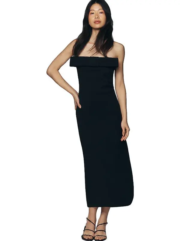 Endless Rose Knit Strapless Midi Dress - Black