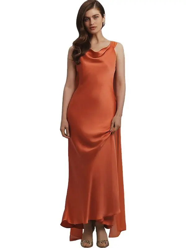 Bhldn Open-back Satin Maxi Dress - Langoustino