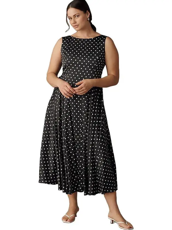 Lulus Sleeveless Midi Dress - Black/white