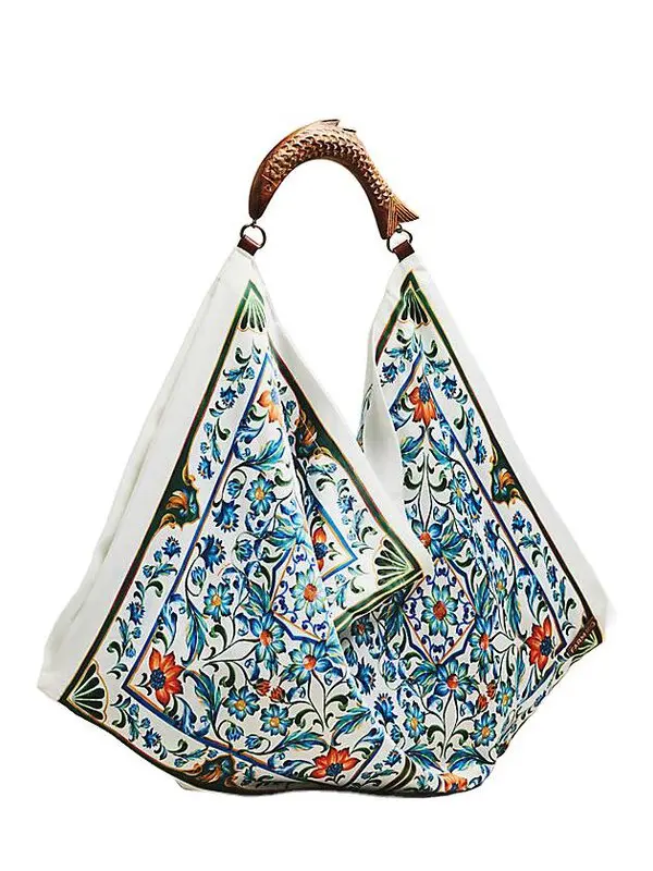 Farm Rio Satin Scarf Medium Bag - Flora Tile