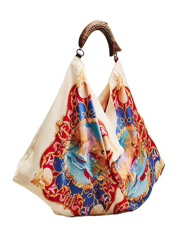 Farm Rio Satin Scarf Medium Bag - Royal Sea