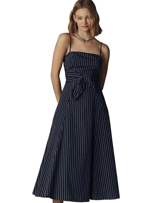 Derek Lam 10 Crosby Zandra Sleeveless Midi Dress - Blue Stripe