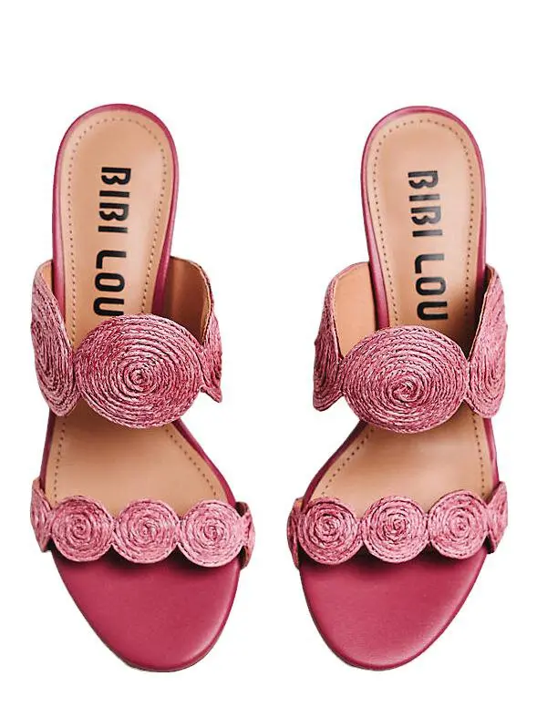 BIBI LOU Raffia Double-strap Mules - Rosa