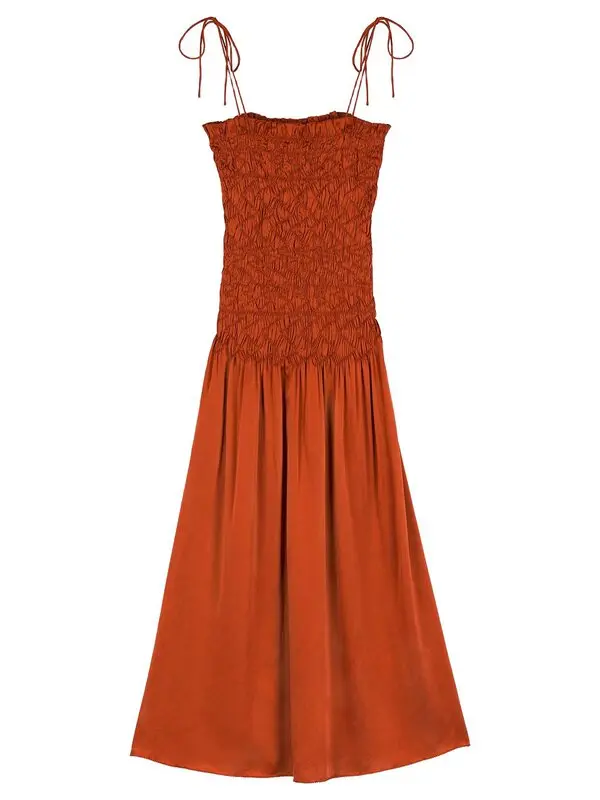 HMD Ninetta Sandwashed Silk Satin Dress - Paprika