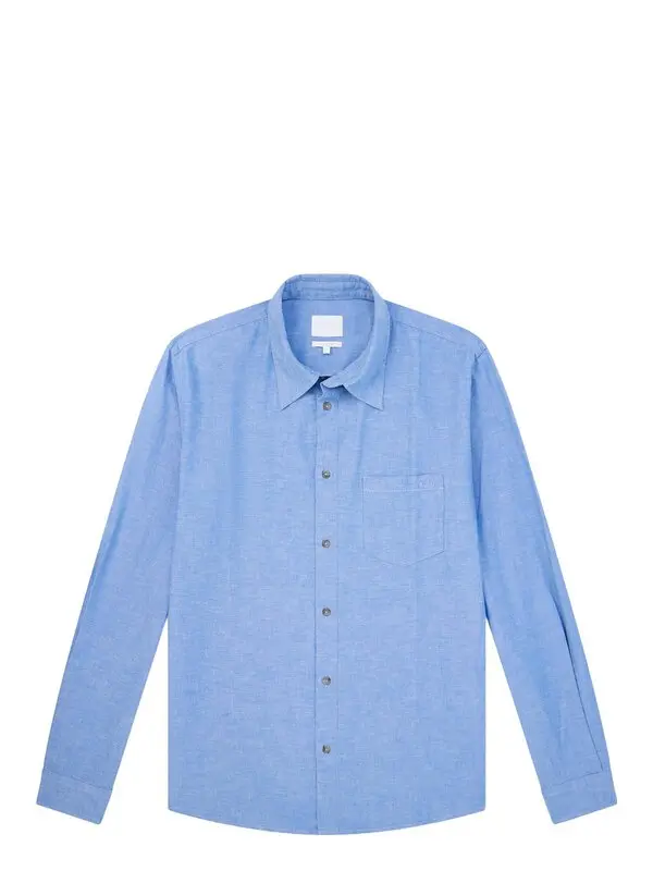 A.p.c. Harris Logo-embroidered Cotton And Linen-blend Shirt - Blue