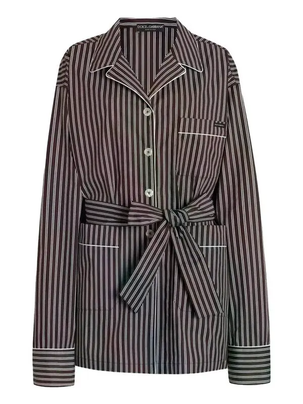 Dolce & Gabbana Striped Poplin Shirt - Brown