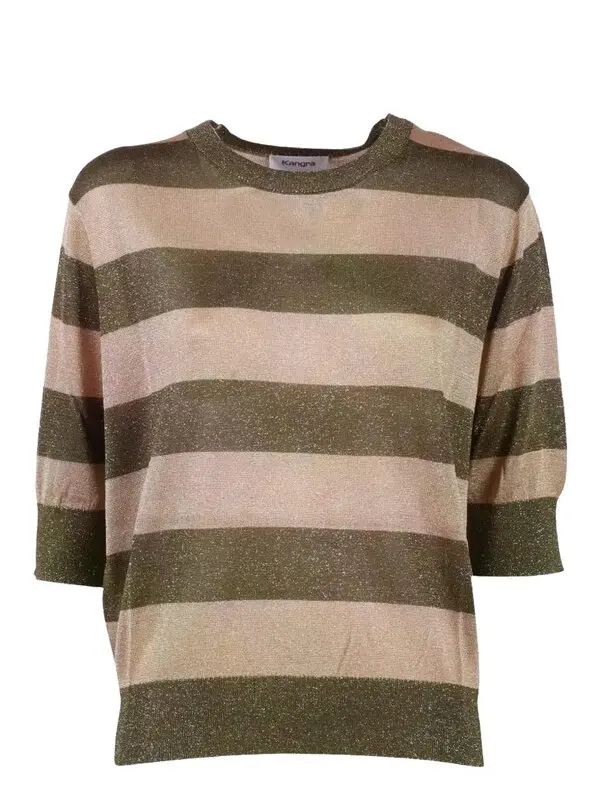 KANGRA Striped Short-sleeve Top - Neutrals