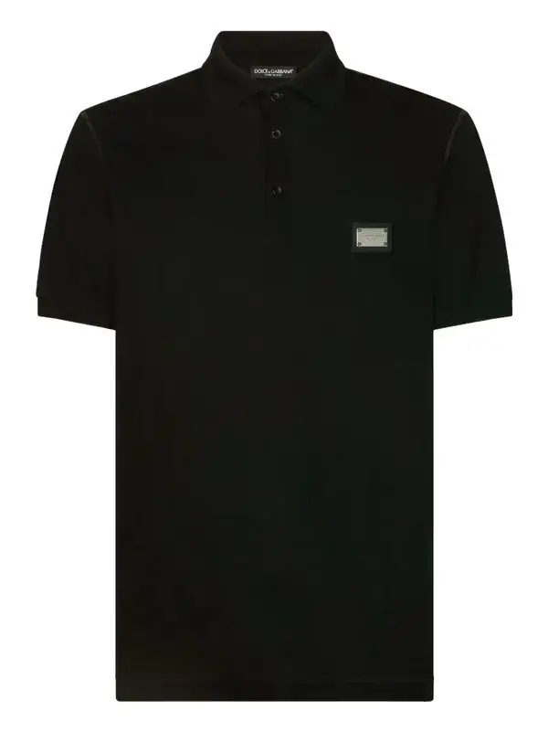 Dolce & Gabbana Cotton Piqué Polo-shirt With Branded Tag - Black