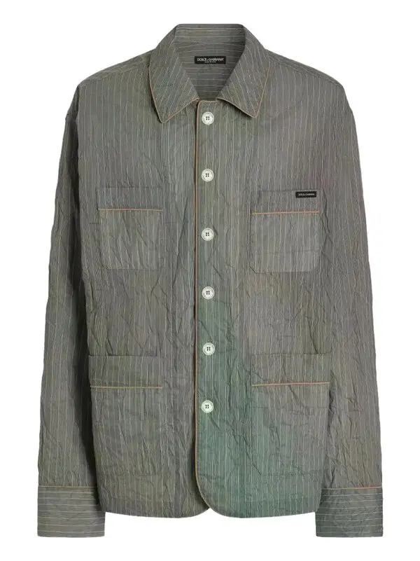 Dolce & Gabbana Crinkled Striped Linen-blend Vanity Shirt - Green