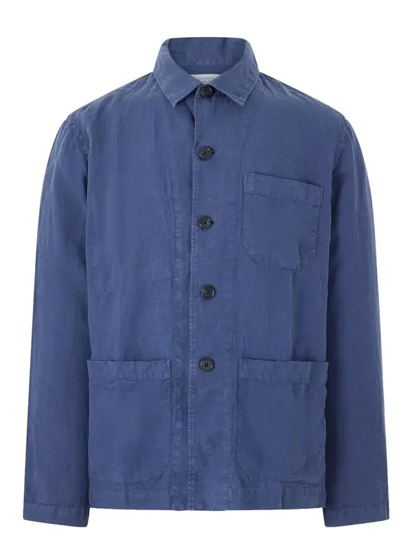 Hartford Perry Linen And Cotton-blend Woven Jacket - Blue