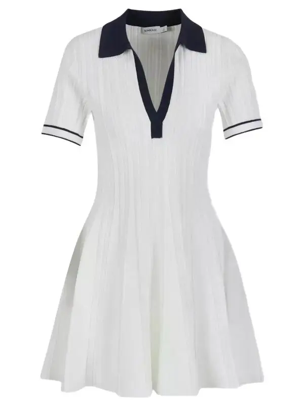 Simkhai Ribbed Collar A-line Dress - White