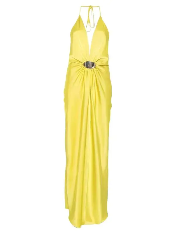 SIMONA CORSELLINI Halter-neck Maxi Dress - Yellow
