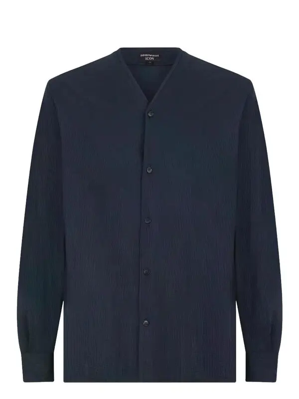 Emporio Armani Icon Buttoned V-neck Shirt - Blue