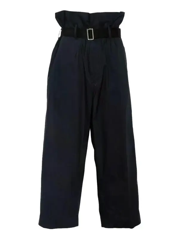 Plan C Belted Wide Leg Trousers - Blue