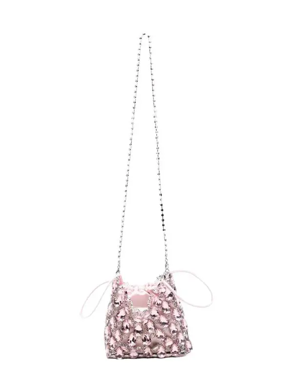 SELF-PORTRAIT Mini Crystal-embellished Shoulder Bag - Silver