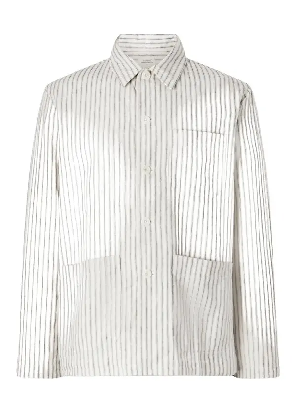 Hartford Perry Striped Linen And Cotton-blend Jacket - White