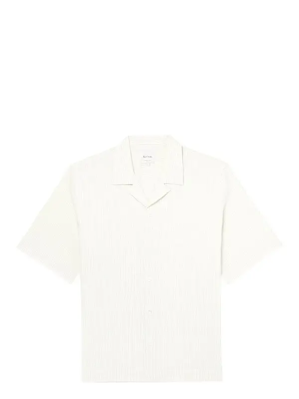 Paul Smith Camp-collar Striped Cotton-seersucker Shirt - White