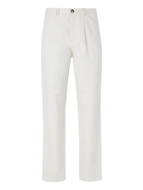 Brunello Cucinelli Slim-fit Cotton And Linen-blend Trousers - White