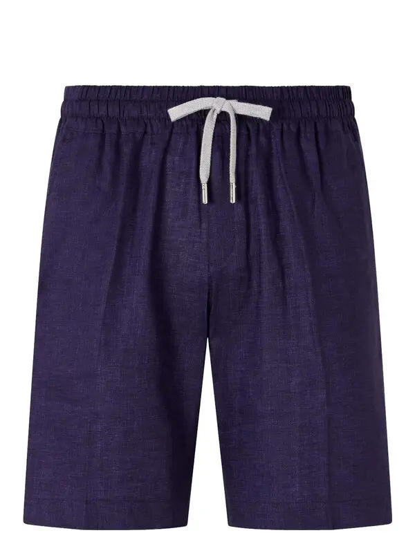 Fedeli Alfa Straight-leg Linen Shorts - Blue