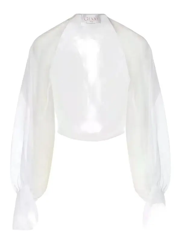 GENNY Silk Cropped Blouse - White