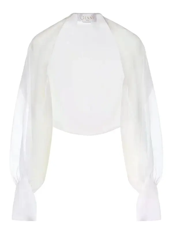 GENNY Silk Cropped Blouse - White