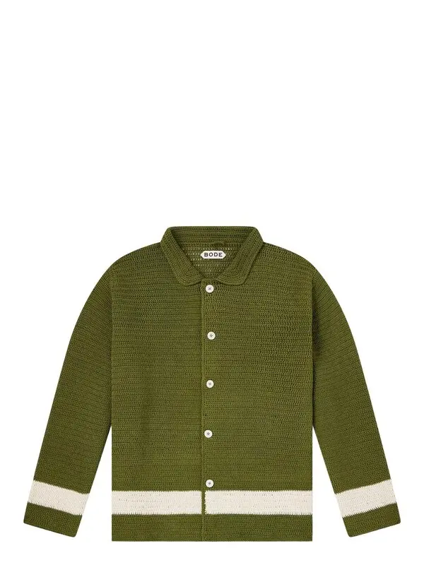 BODE Marsh Striped Crocheted Cotton Shirt - Green