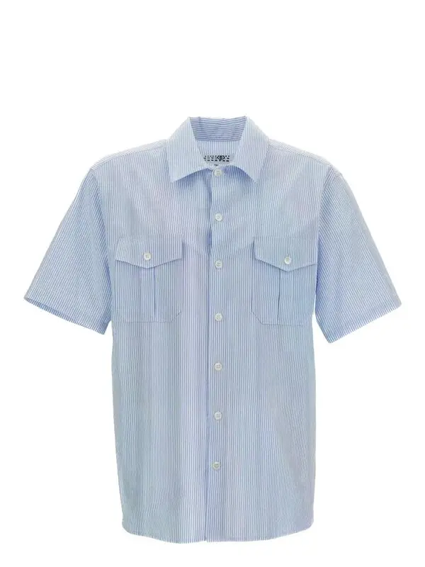 MAISON MARGIELA Pinstripe Chest-pocket Shirt - Blue