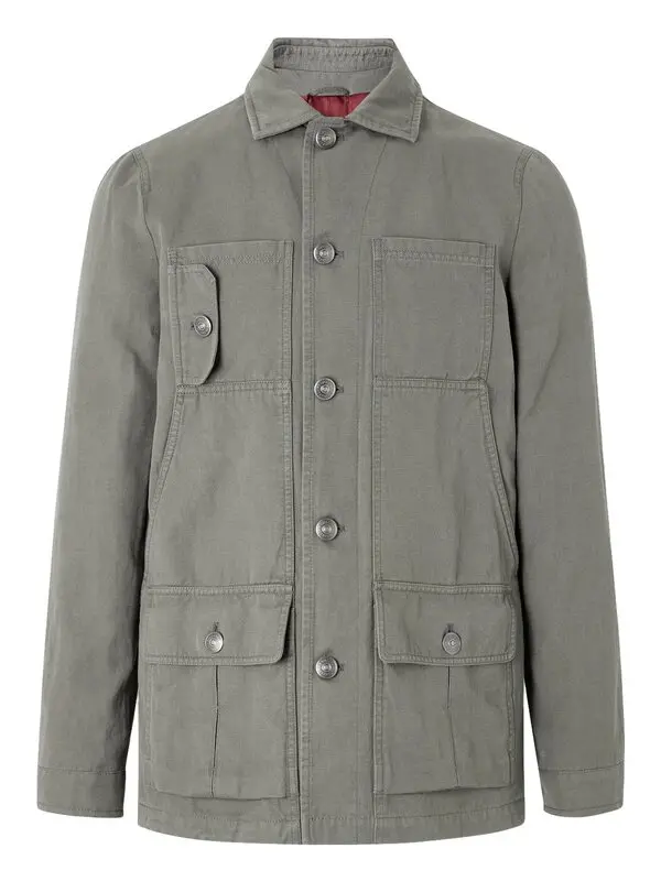 Brunello Cucinelli Cotton And Linen-blend Jacket - Green
